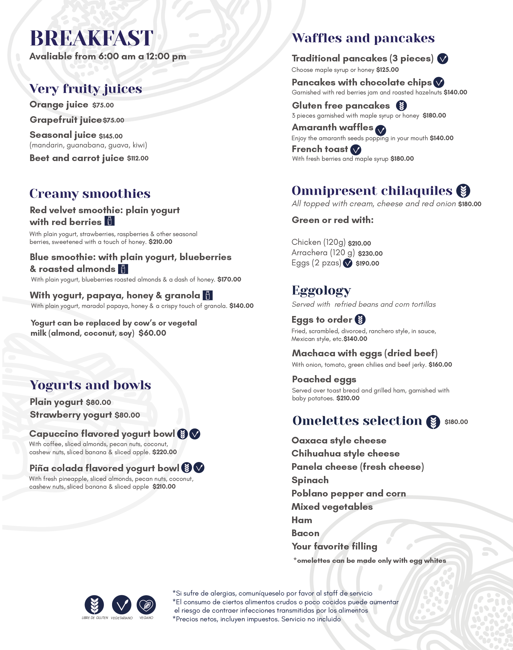 ROOM SERVICE – MENÚS