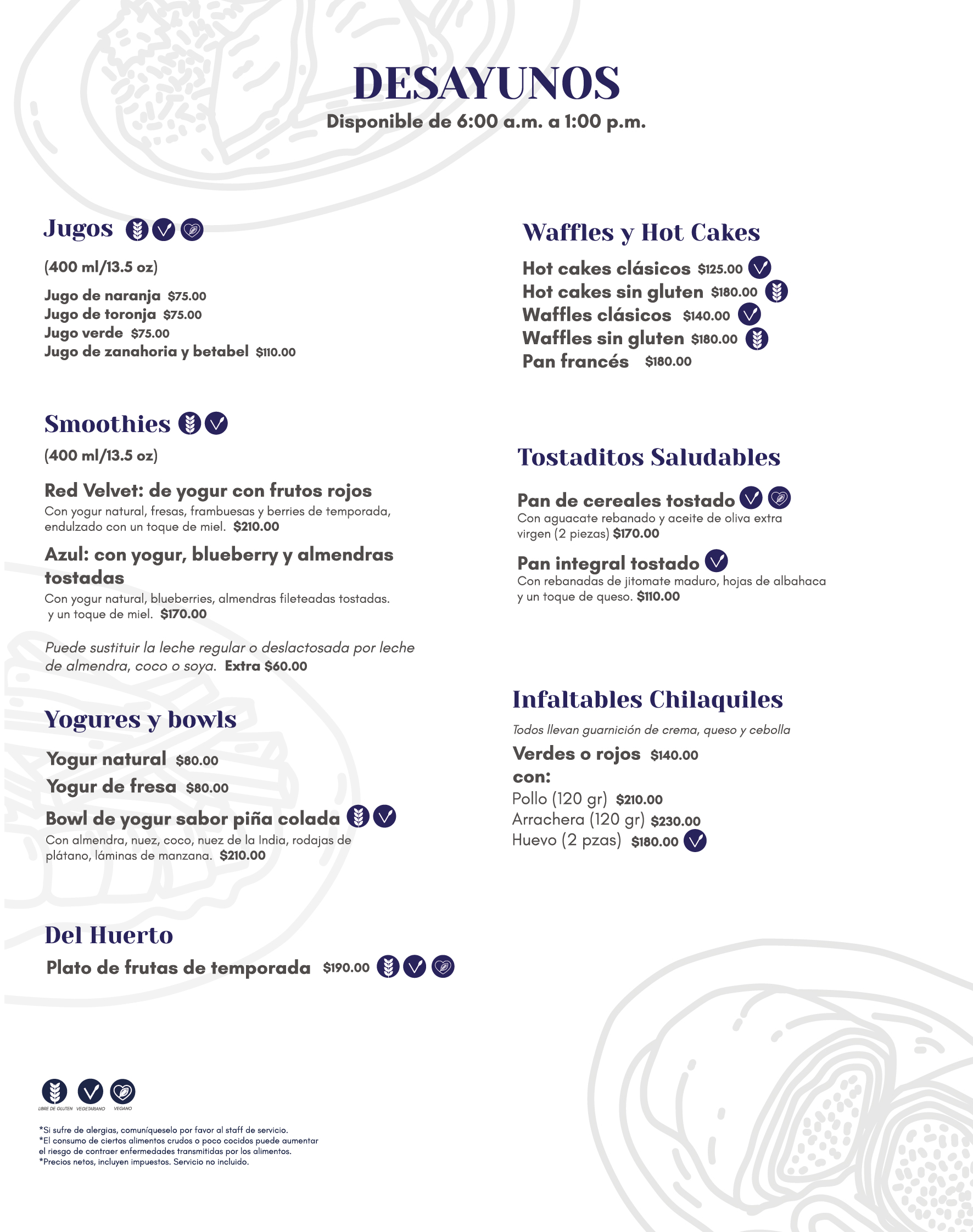 ROOM SERVICE – MENÚS