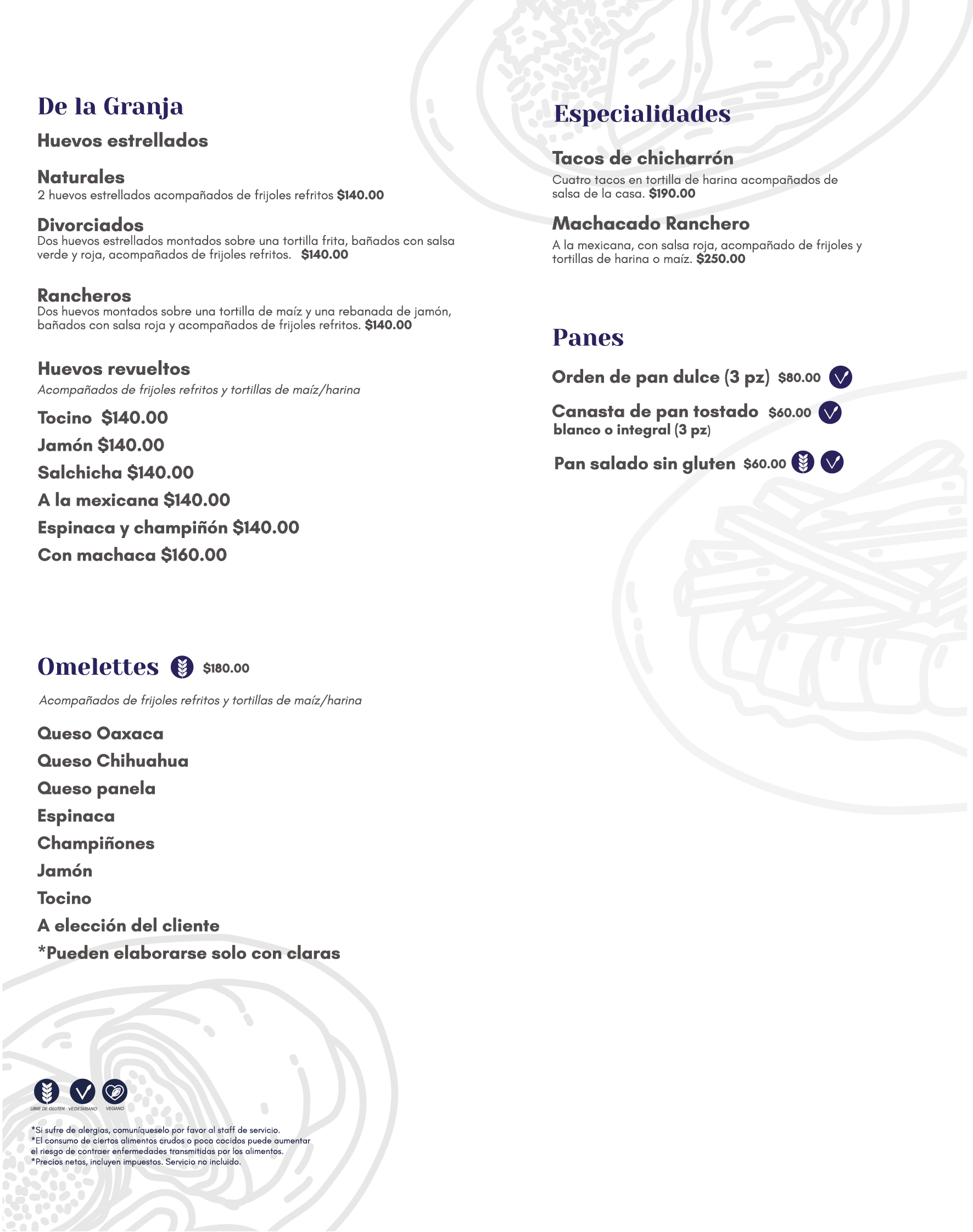 ROOM SERVICE – MENÚS