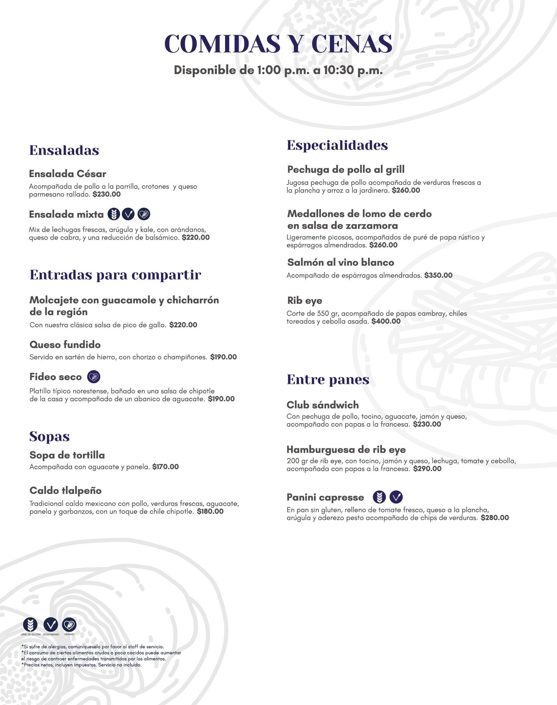 ROOM SERVICE – MENÚS